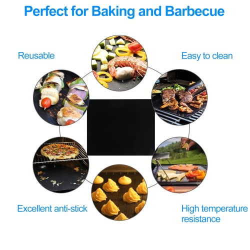 TeHappy Oven Liners for Bottom of Oven and Red Oven Rack Guards and Silicone Basting Brush Set of 5, 23.6"x15.75" Large Heavy Duty Oven Mat 2 Pack and Silicone Oven Rack Shields Edge Protector 2 Pack
