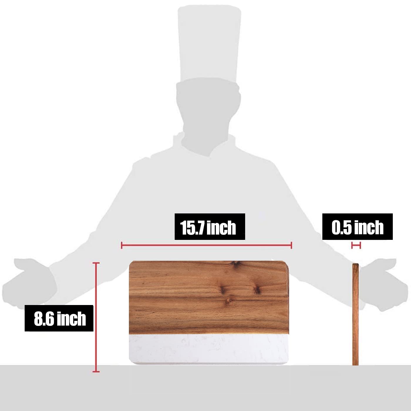 Resafy Acacia Wood Marble Cutting Board,Charcuterie Board Party Plate,Butcher Block Chopping Board Charcuterie Cheese,Suitable for Kitchen,Restaurants,Dining Room (White)