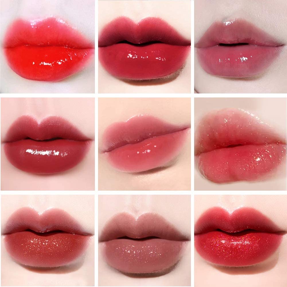 YIXIXI Korean Makeup Glitter Clear Llip Gloss Oil Set 10-Color Long Lasting Waterproof Lip Glaze Kit