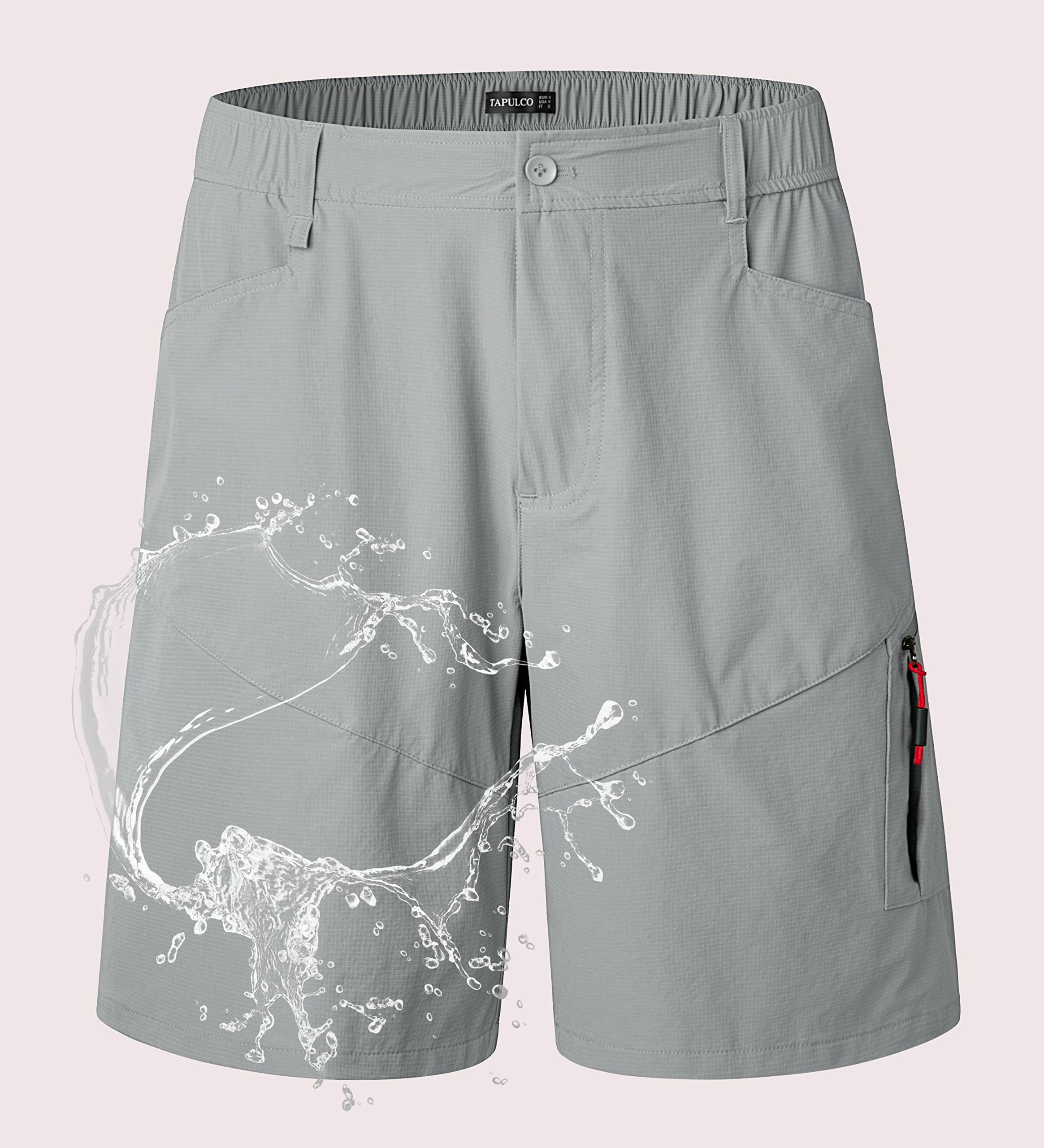 TAPULCO Mens Summer Essentials Basic Hiking Cargo Shorts Dry Fit Lightweight Stretch Shorts Casual Outdoor Stretch Shorts Daily Wear Grey X-Large
