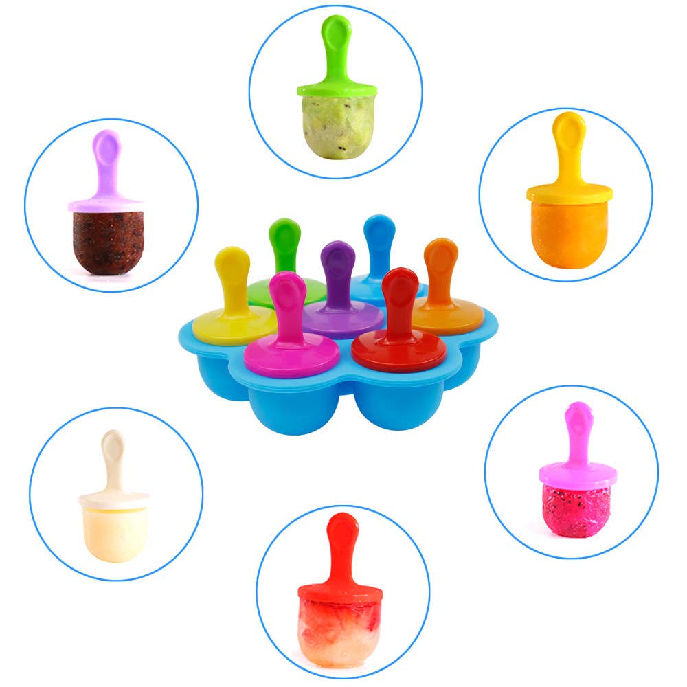 Mity rain 2 Pack Popsicles Molds- 7-cavity Mini Silicone Ice Pop Mold With Stick, Drip-guards, Non-Stick Cakesicles Molds for Egg Bites, Ice Cream Mould,Food Storage Container