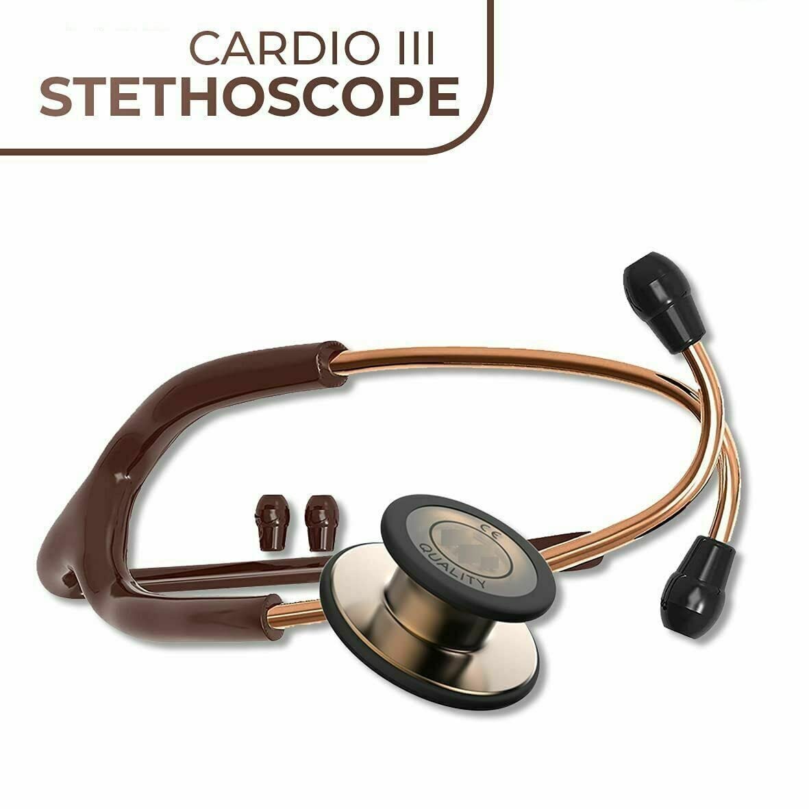 Spancare Cardio 3 Monitoring Stethoscope, Copper-Finish Chest Piece, Chocolate Tube