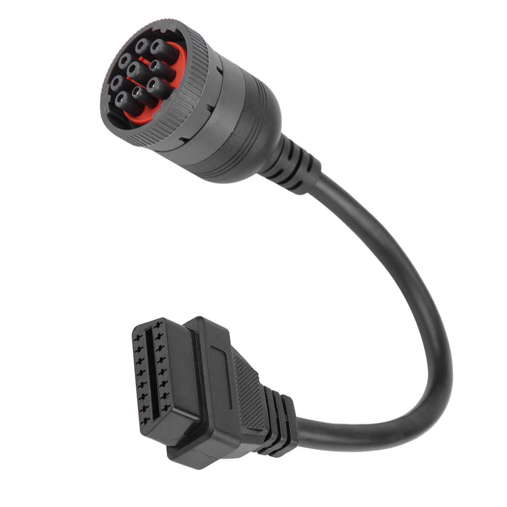 Maxmartt Obd2 9 Pin Adapter,Truck Diagnose Interface Female 16 Pin OBD2 9 Pin Adapter Cable for Automotive Diagnostic Tool