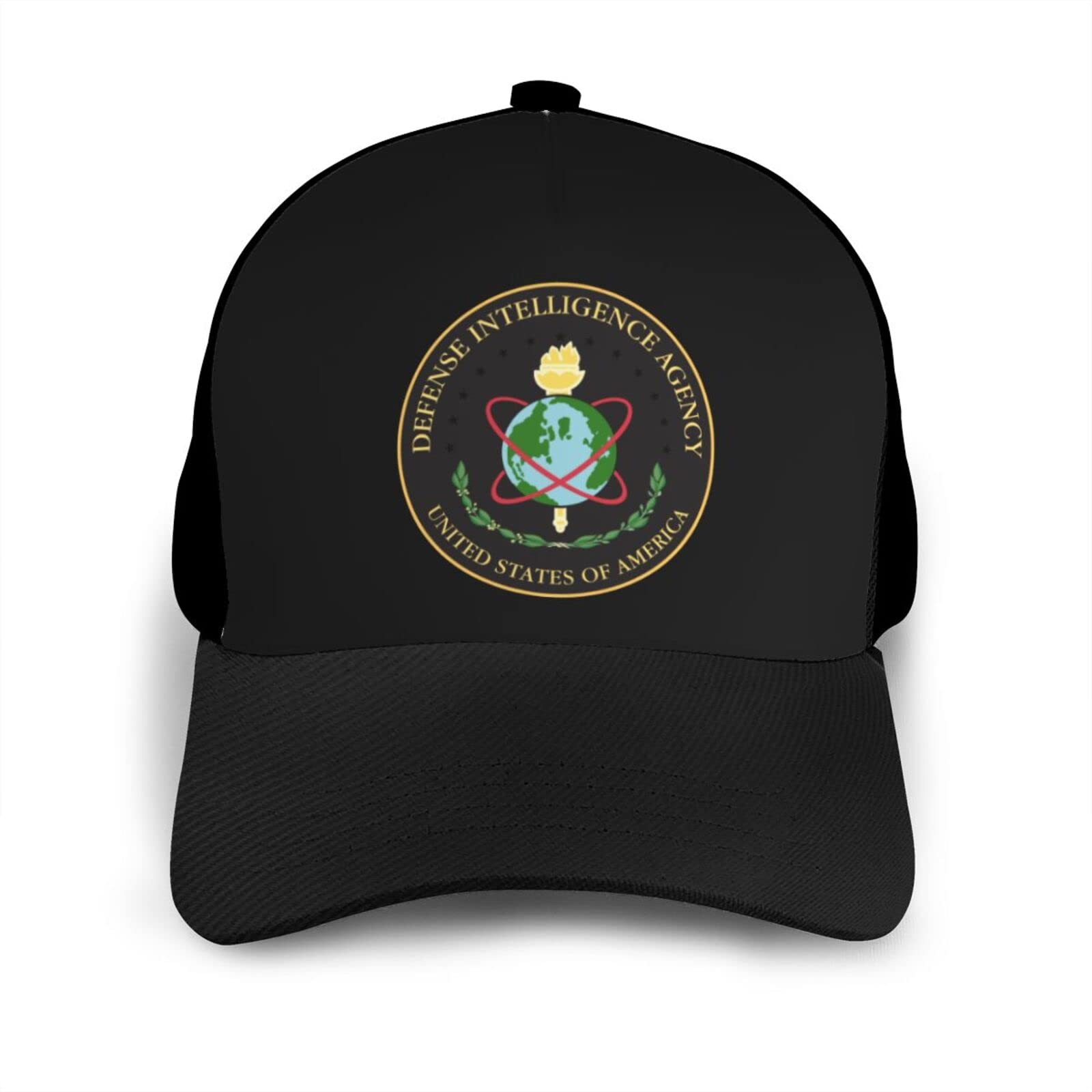 POOEDSO Defense Intelligence Agency Black Baseball Cap for Men Women Adjustable Splicing Duck Tongue Hat Outdoor Dad Caps