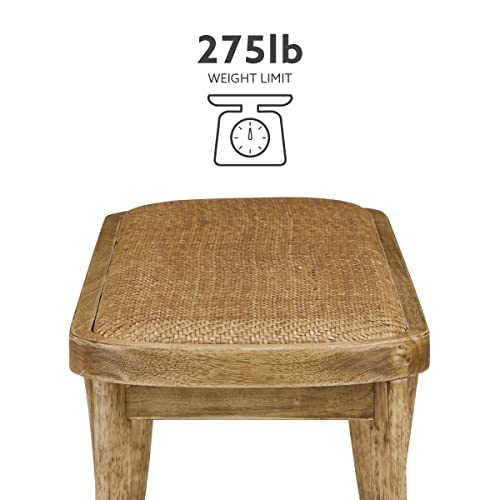 Linon Natural Bentwood Woven Rattan Seat Hank Bench