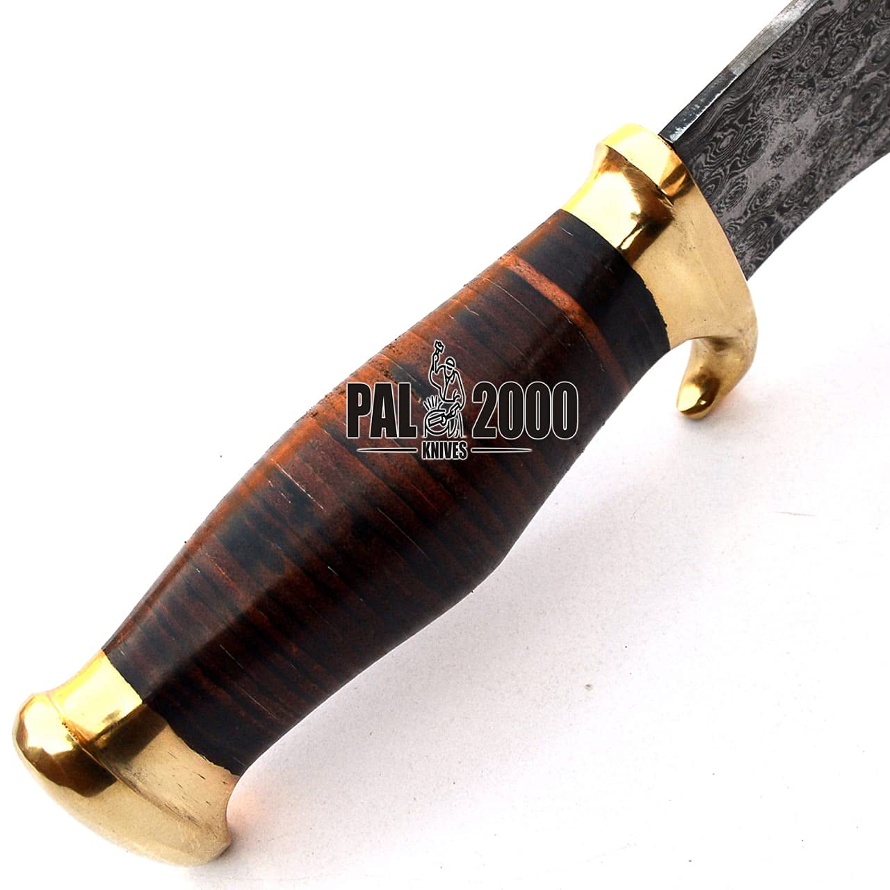 PAL 2000 KNIVES Handmade Damascus Steel Knife With Leather Sheath 18 Inch Knife Custom Knife Stack Leather Handle Snra 9610