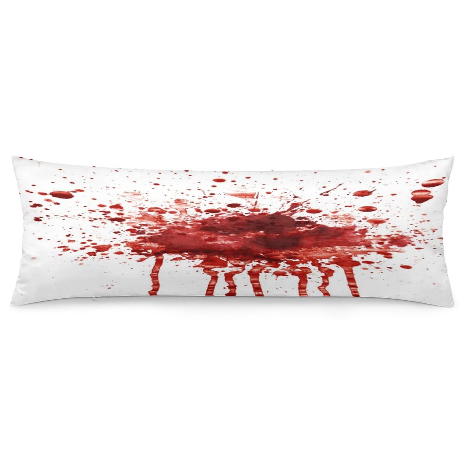 Lycomify Body Pillow Cover,Funny Splattered Blood Stain Horror Halloween Printed Long Pillow Cases Protector with Zipper Decor Soft Large Covers Cushion for Beding,Couch,Sofa,Home Gift 20"x54"