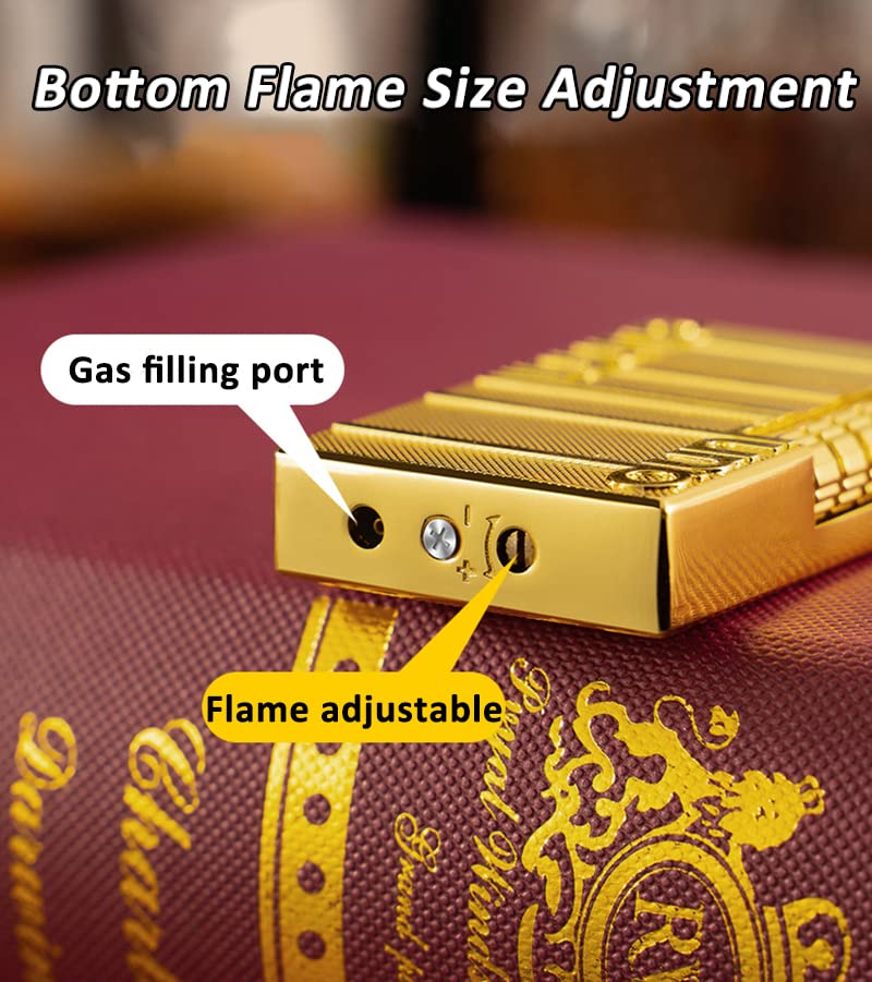 Lighters Soft Flame Lighter Traditional Flame Cigar Lighter with Adjustable Flame Dial Vertical Ignition Roller Good for Gift Outdoor Camping Hiking Fishing Grill Adventure Candle