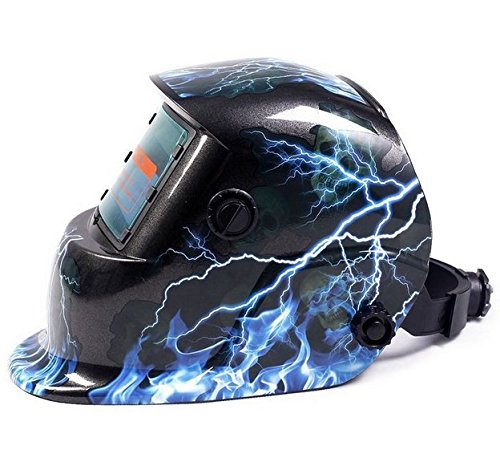UOBEKETO Solar Auto Darkening Solar Welding Helmet Arc Tig Mig Mask Weld Welder Lens Grinding Mask with Adjustable Shade Range (lightning)