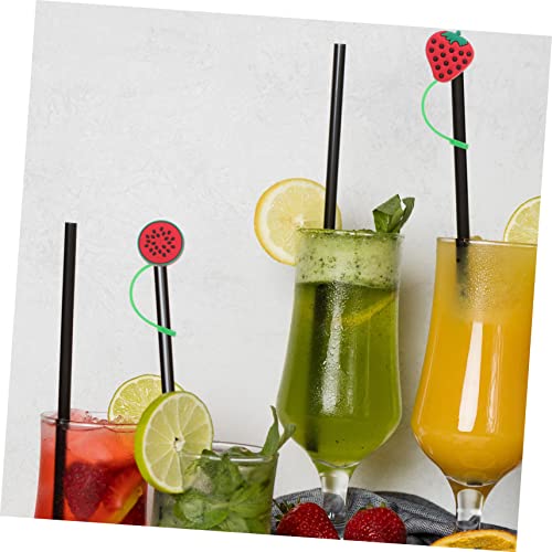 TENDYCOCO 10pcs Fruit Straw Cap Straw Accessories Juice Hat Cute Straw Cover Straw Covers Cute Straw Caps Kids Straw Topper Straw Decorative Cap Straw Tips Cap Pvc Automatic Child Fruit Tray