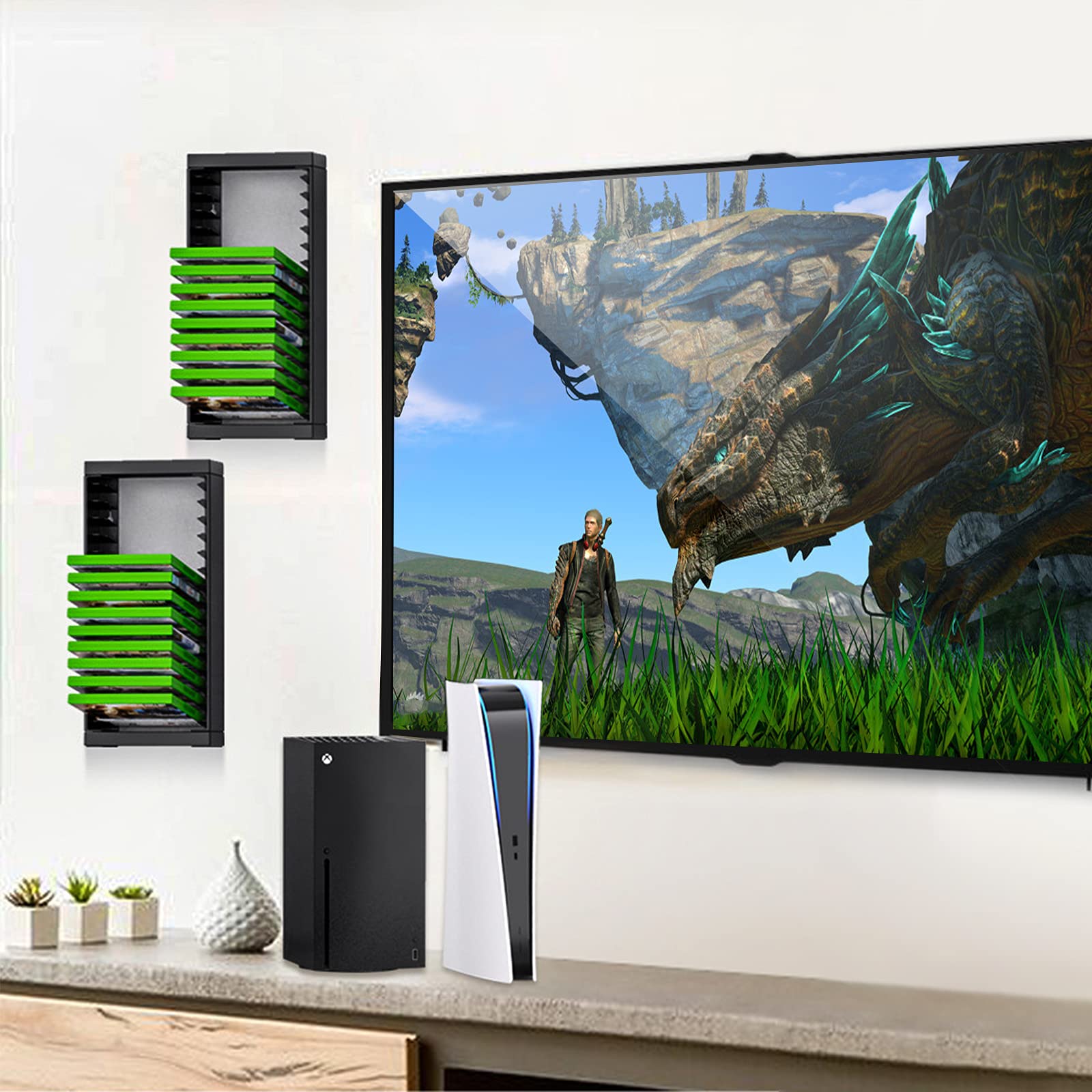Nargos Game Case Storage Wall Mount, Game Holder Tower Rack for Game Disc