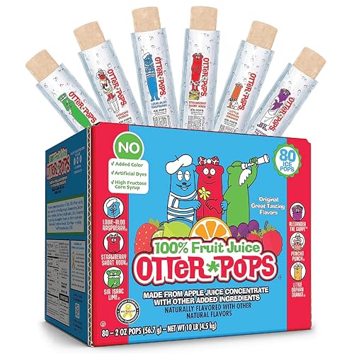 Otter Pops Freezer Bars, 100% Fruit Juice Ice Pops, Original Flavors (80ct ā 2oz bars)