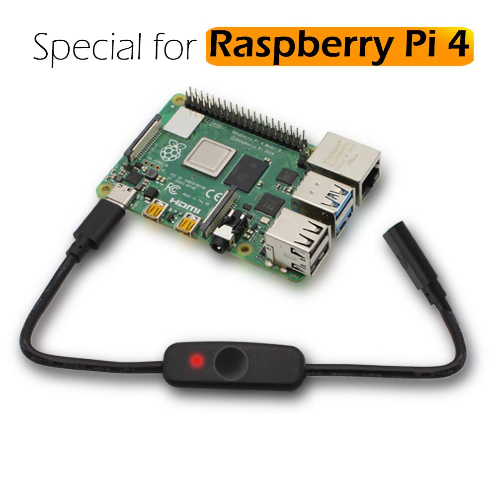 MazerPi Raspberry Pi Power Switch, with Indicator Light Raspberry Pi 4 Power Switch Power Supply Cable USB C Power Switch Type-C Power Switch for Raspberry Pi 4 (4-Pcs)