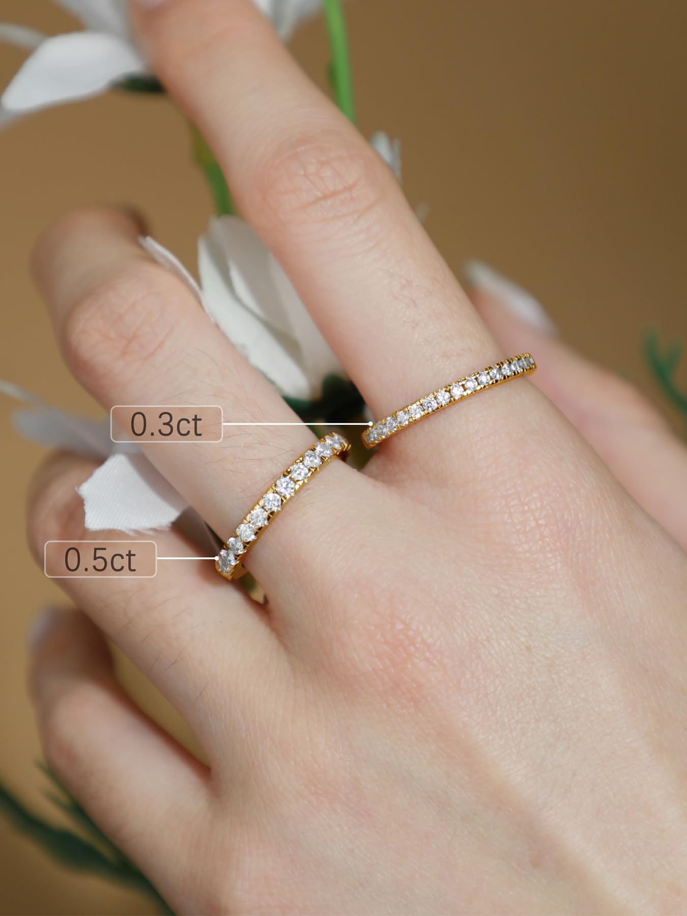 SILVERNANA Moissanite Wedding Band Sterling Silver Ring with 18K White Gold Plated 0.62ct D Color VVS1 Lab Created Diamond Stackable Rings Cross Full Eternity Ring for Women Size 7