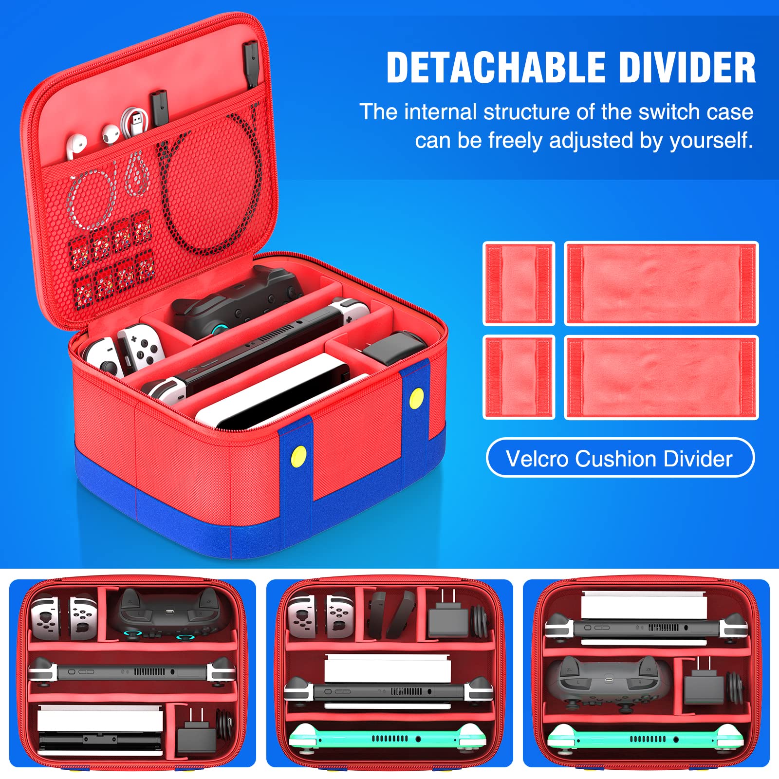 Switch Case for Switch/Switch OLED & Switch Accessories, Protection Switch Travel Case for Nintendo Switch OLED Console, Portable Switch Carrying Case Storage Messenger Bag for Boys Girls Travel Case