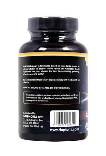 Nuphoria cm® Gold - Nerve Support Formula with R-Alpha Lipoic Acid and Premium B Vitamins - 30 Day Supply 120 Capsules