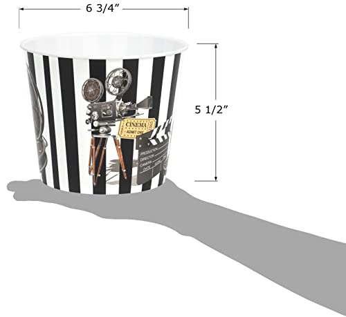 Red Co. Set of 4 Nesting Movie Theater Themed Popcorn Buckets with Individual Designs - 2 Quarts Each (Movie Night Pack)