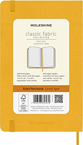 Moleskine Classic Notebook, Hard Cover, Large (5" x 8.25") Ruled/Lined, Orange Yellow (Silk), 240 Pages