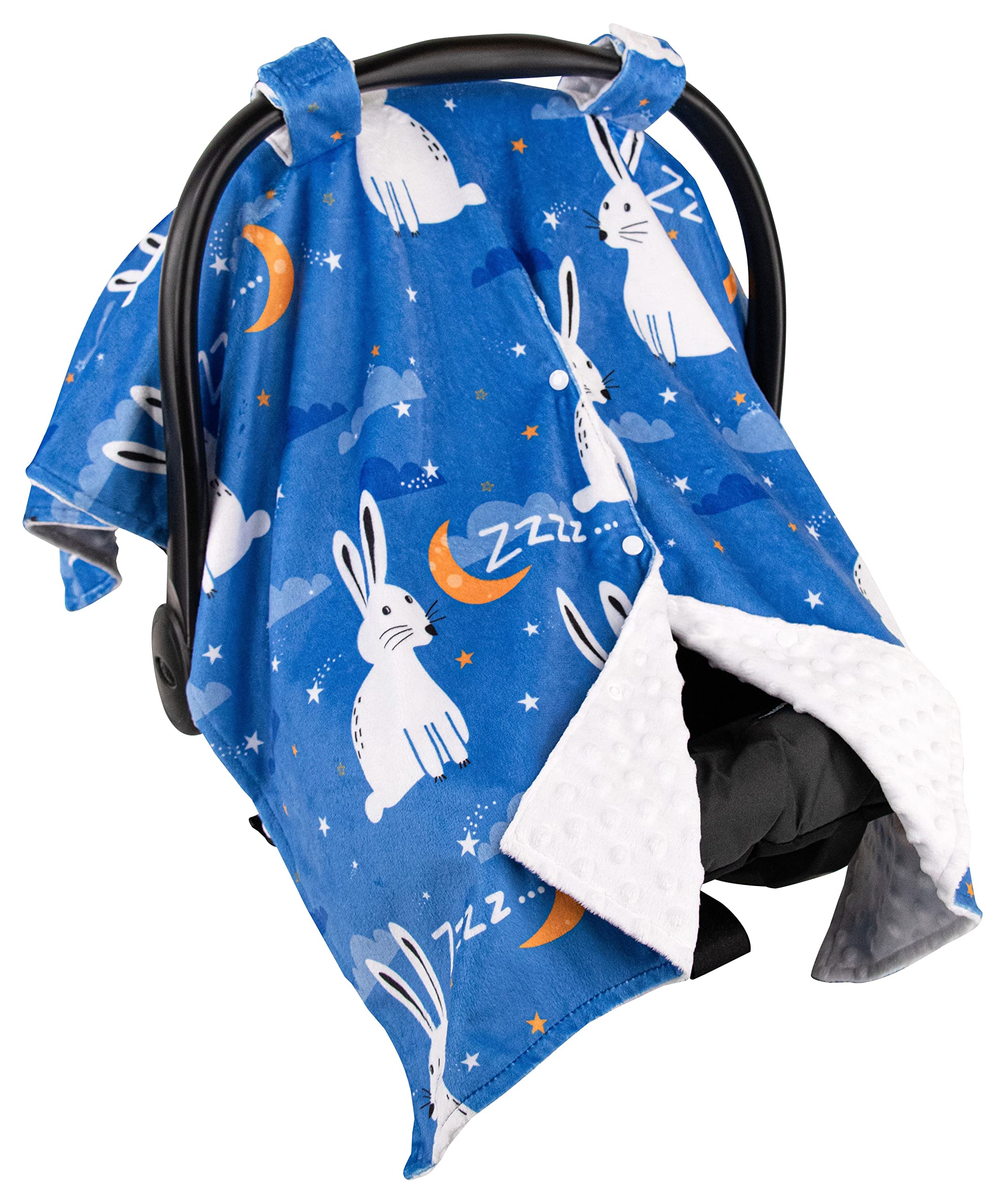 Top Tots Deluxe Minky Baby Car Seat Cover - Nighttime Smiles, 40 x 29 Inch Apricot