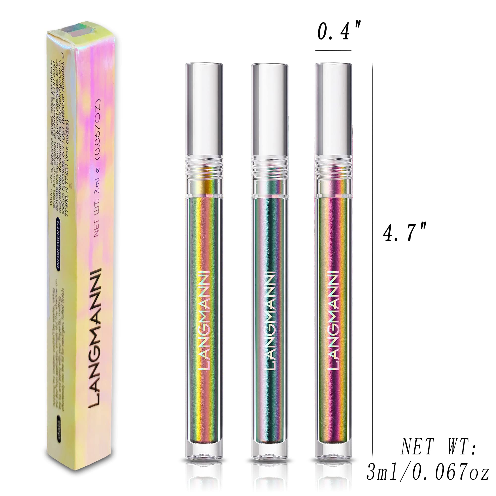 Witcrskm Liquid Eyeshadow, Chameleon Glitter Eye Shadow Makeup, MultiColor Shifting Pigment, Quick-Drying & Waterproof, Ideal Gifts For Sister Girls Girlfriend Women, 3ml