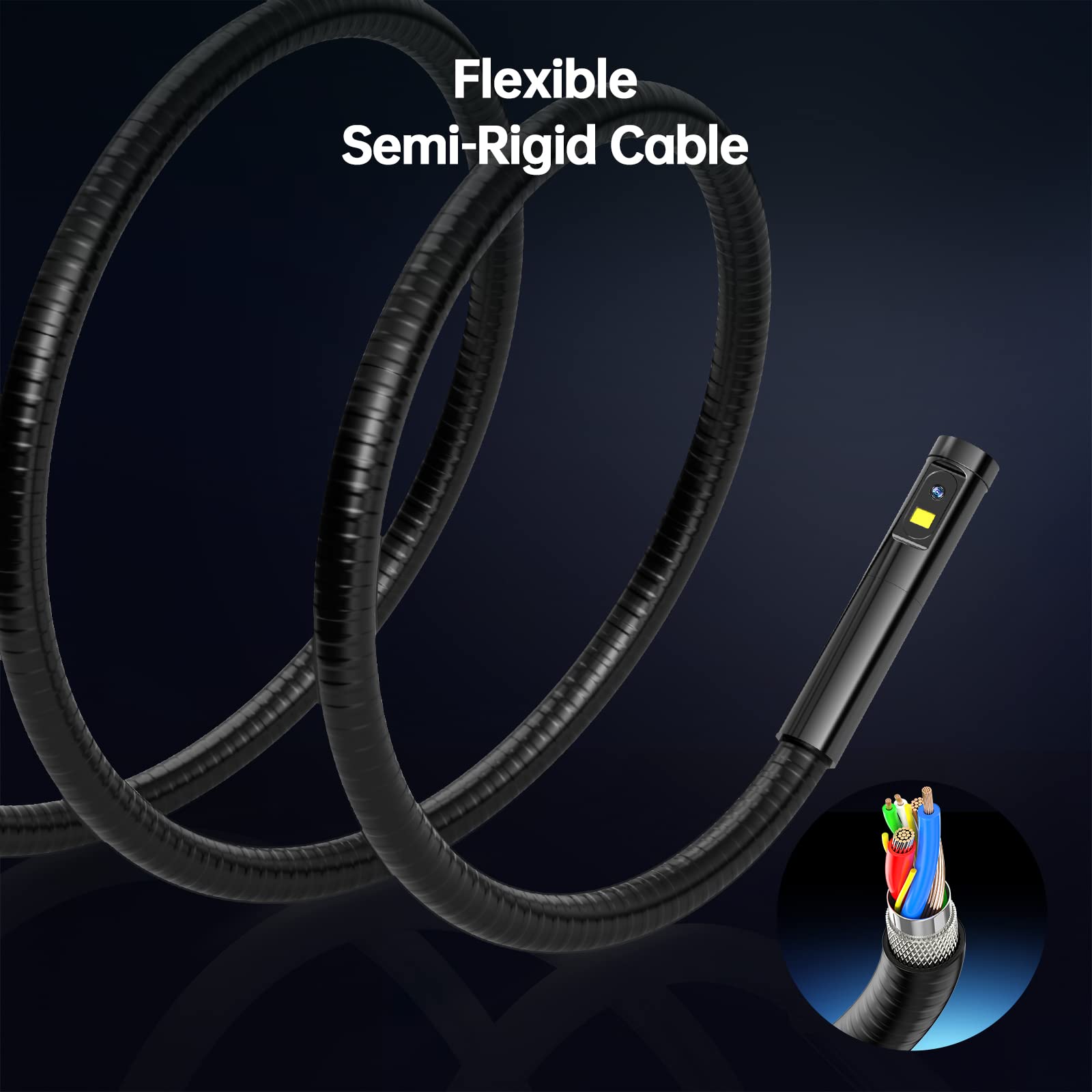 Triple Lens Endoscope Camera, Teslong Industrial Borescope Inspection Camera with Light, 16.5ft Flexible Automotive Scope Camera Snake Probe, Home Waterproof Fiber Optic Bore Cam for Sewer(5" IPS LCD)