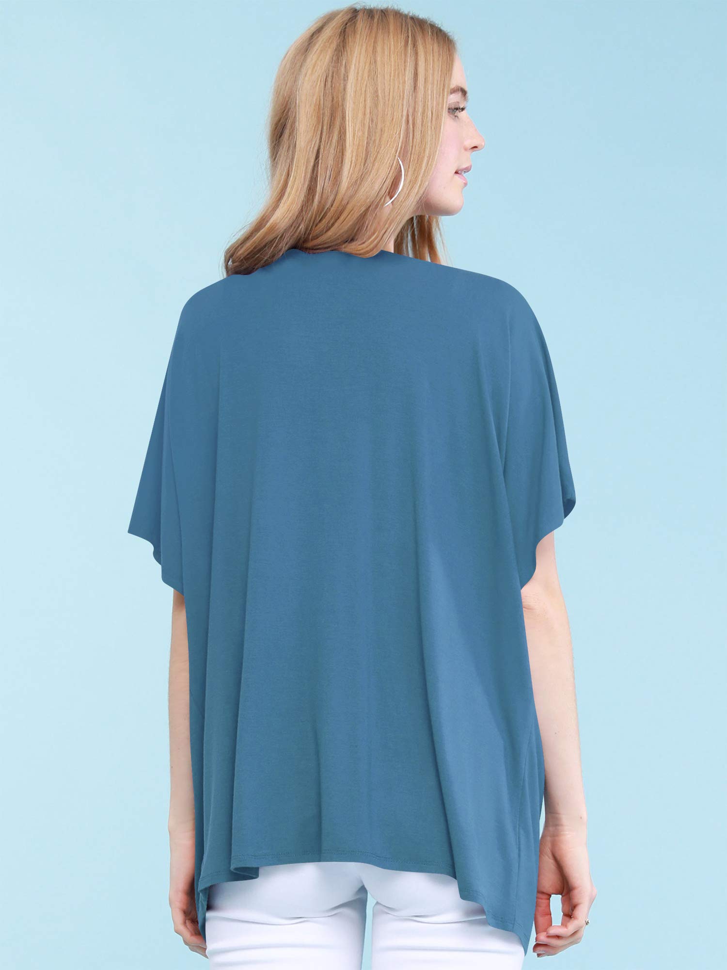MBJ WSK1310 Women's Kimono Style Short Sleeve Dolman Cardigan XXXL Denim