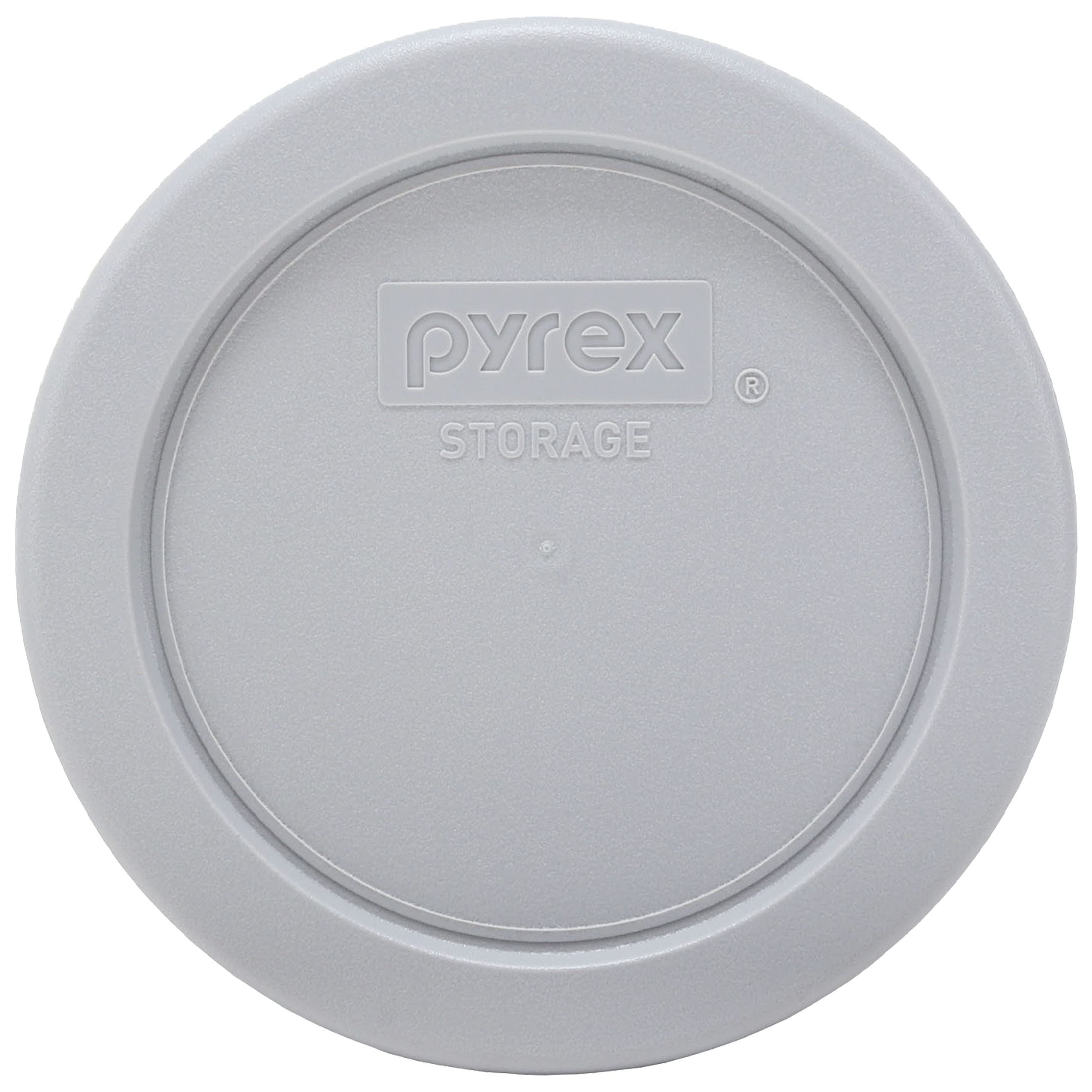 Pyrex 7202-PC Jet Gray Round Plastic Food Storage Replacement Lid, Made in USA - 6 Pack
