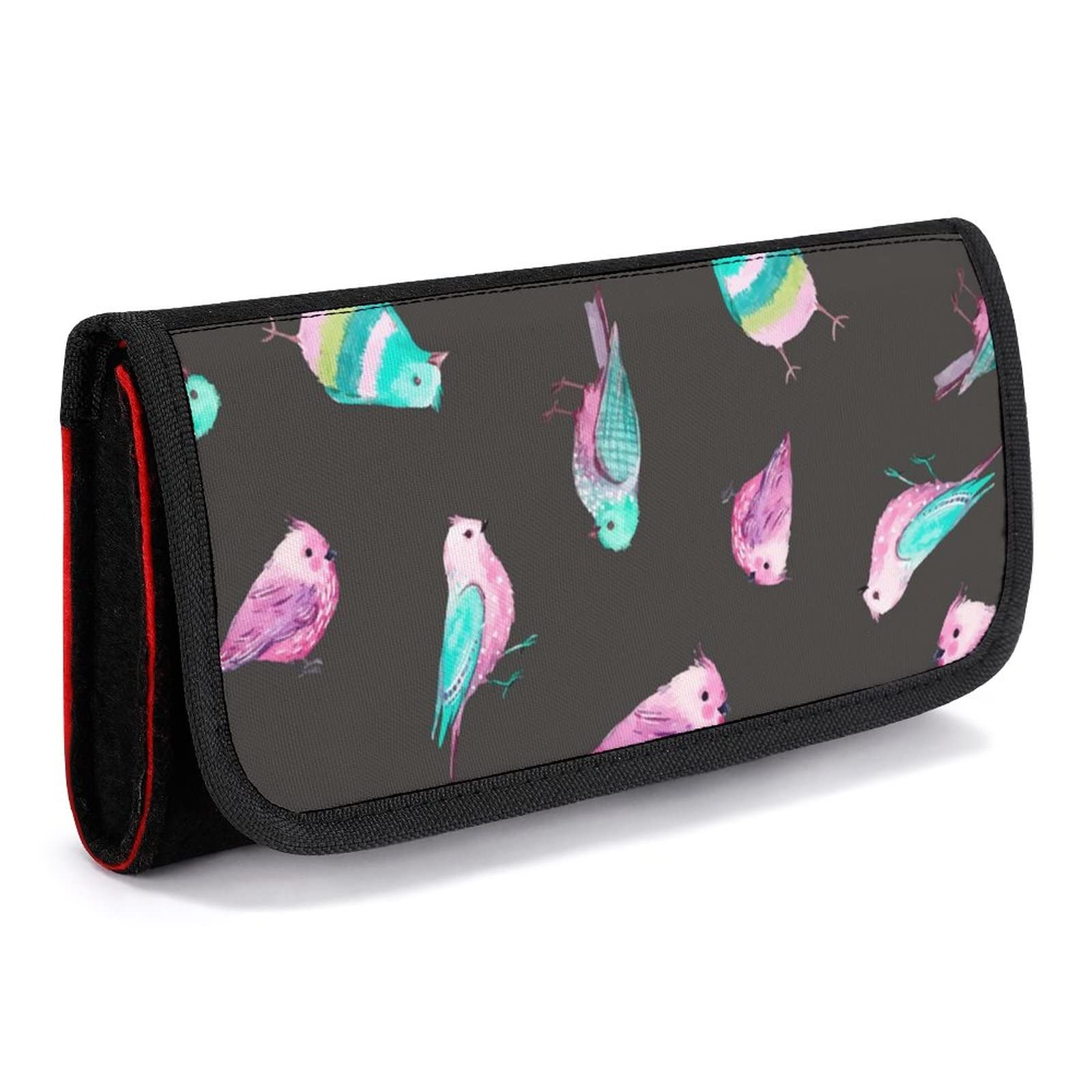 Watercolor Bird Pattern Carrying Bag Compatible with Switch Protective Case Slim Felt Pouch with 5 Game Cartridges Holders