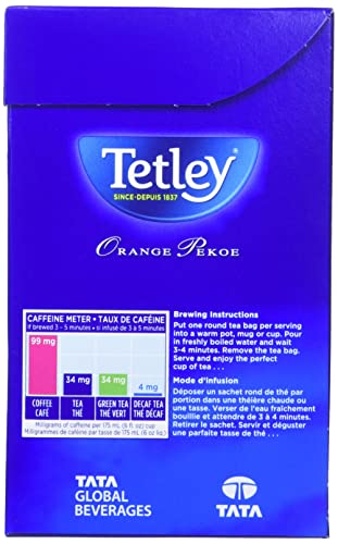 Tetley Orange Pekoe Tea, 144 Count Tea Bags, 454g/1lb, (Imported from Canada}