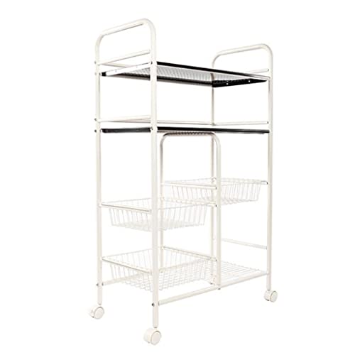 YXBDN Cannes Double Row Metal Mesh Basket Cart Storage Shelf Rack Multi-Functional Kitchen Cabinet Coffee