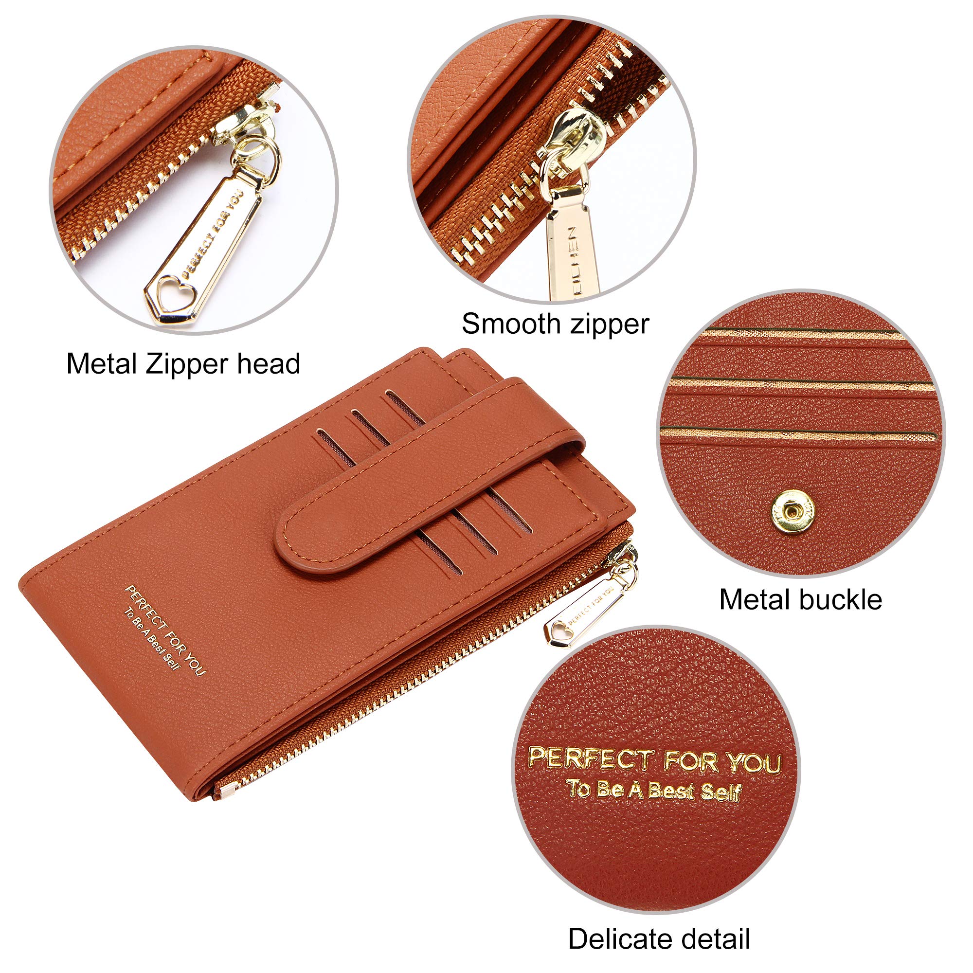 OIDERY RFID Card Holder Wallet for Women Slim Bifold Zipper Card Organizer Wallets with Gift Box