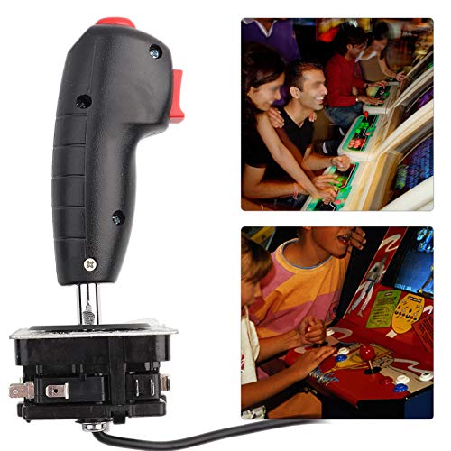Schellen Flight Joystick, Plastic Black and Red 8 Way Joystick with Trigger and Top Fire Button for DIY Arcade Game Machine Parts