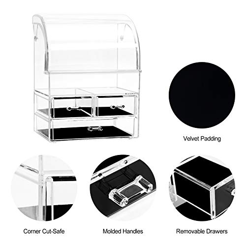 Mayyol Acrylic Makeup Organizer and Storage, Professional Skin Care Organizer Cosmetics Display Cases with Drawers, Dust Water Proof Makeup Storage for Vanity