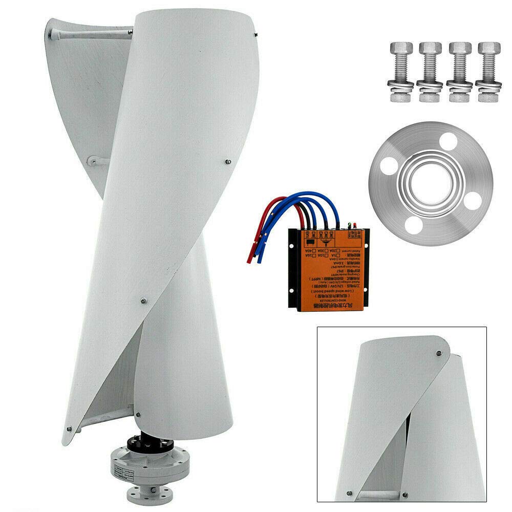 Wind Turbine Generator, 12V 400W Helix Magnetic Levitation Axis Portable Vertical Helix Wind Power Turbine Generator Kit with Charge Controller for Boats, Gazebos, Cabins, Windmills(White)