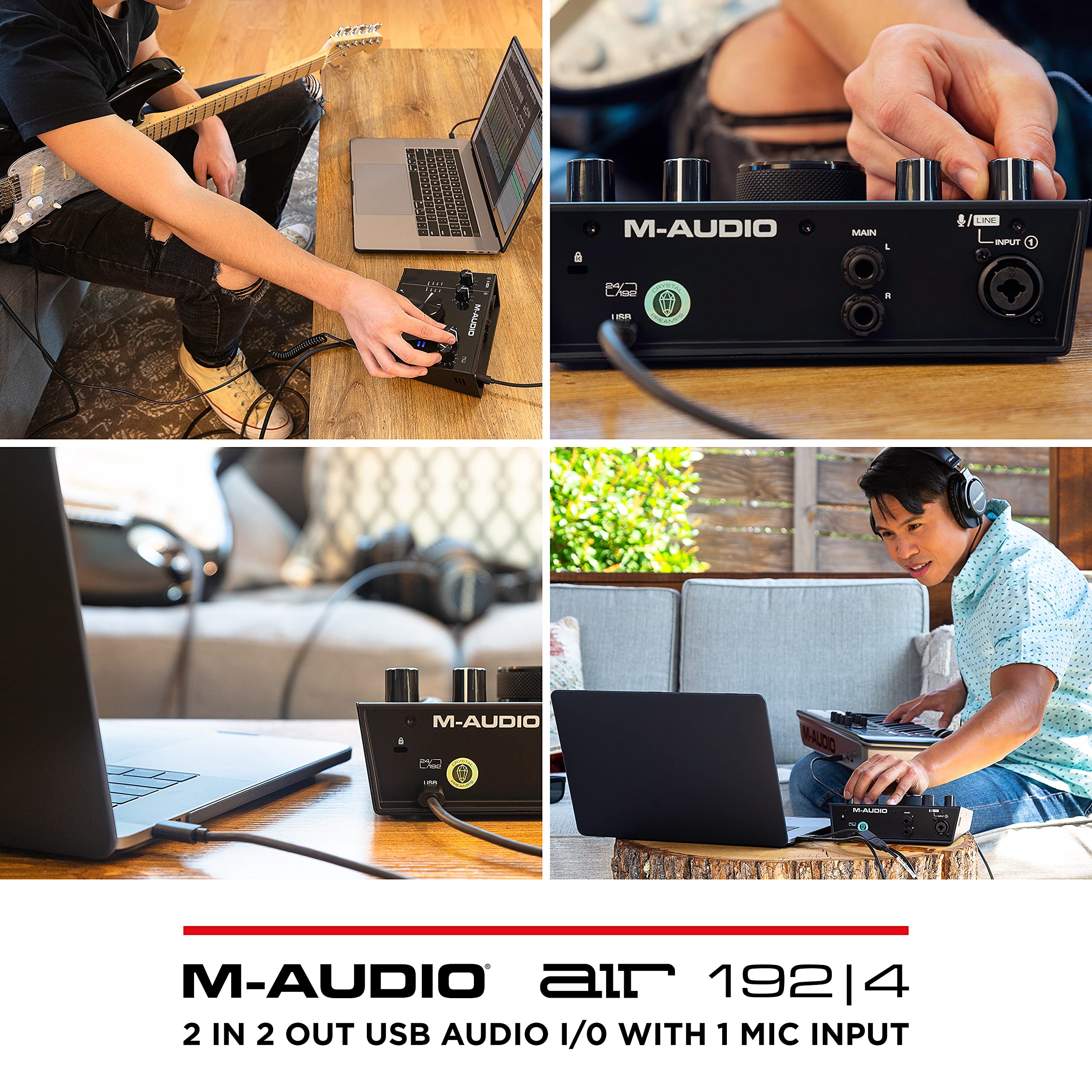 M-Audio AIR 192x4 USB C Audio Interface for Recording, Podcasting, Streaming with Studio Quality Sound, 1 XLR in and Music Production Software (Renewed)