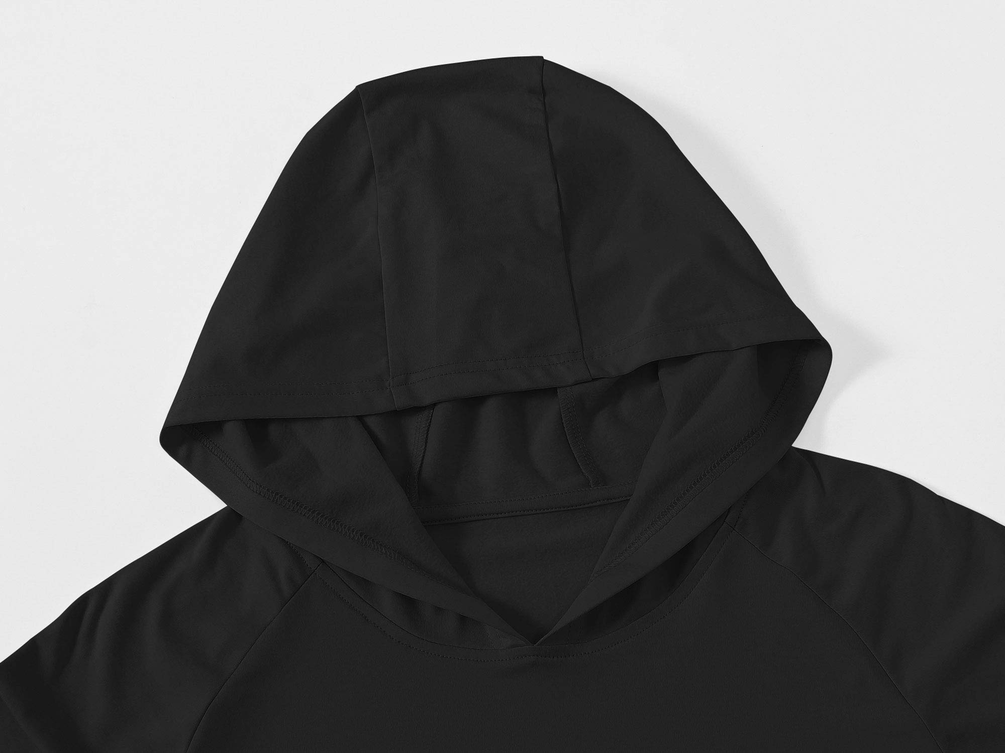 MoFiz Men's Active Hoddies Sports Tshirts&Tee Workout Long Sleeve Athletic Shirts Hooded Sweatshirts for Men Black Size 2XL