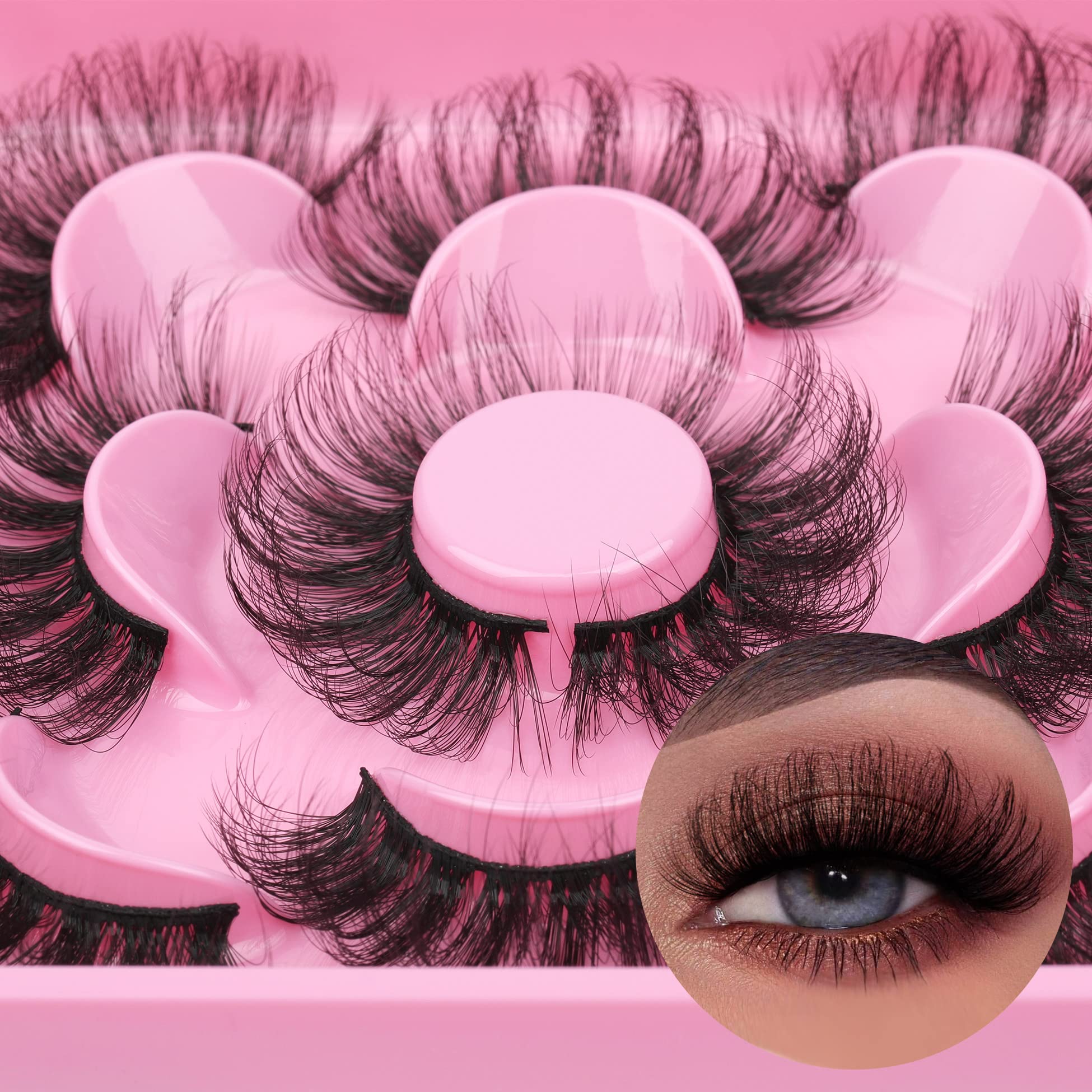wiwoseo Lashes Mink Fluffy Dramatic False Eyelashes D Curly Faux Mink Lashes Look Like Extension 3D Effect Natural Volume Crossing Fake Eyelashes