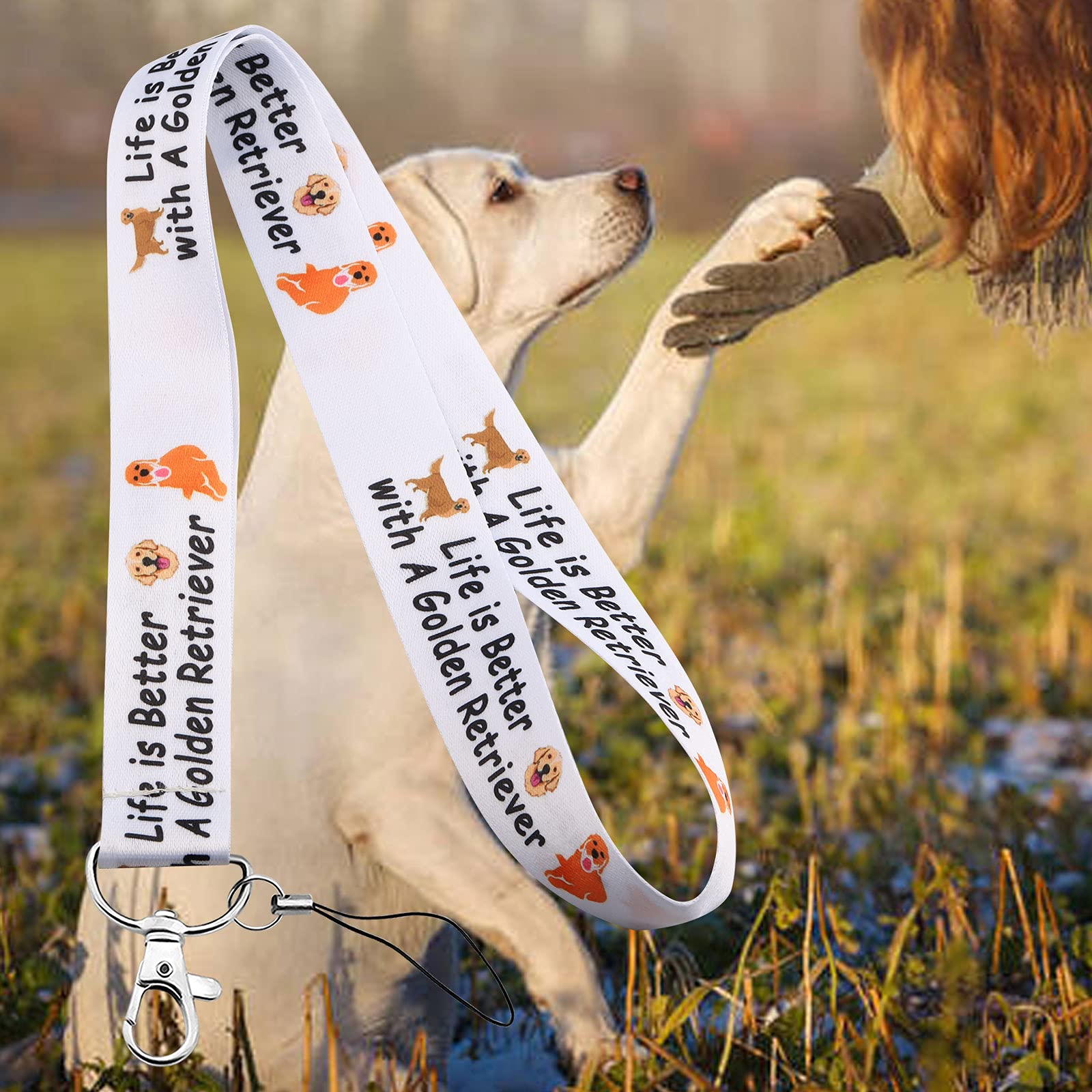 LQRI Golden Retriever Lover Lanyard ID Holder Gift Clip Dog Lover Gift Life is Better with A Golden Retriever Pet Dog Gift