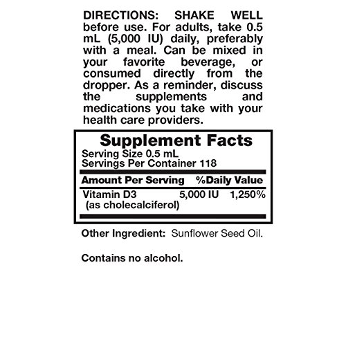 Liquid Vitamin D3 5000 IU | 2 fl oz | Non-GMO, Gluten Free Supplement | by Nature's Truth