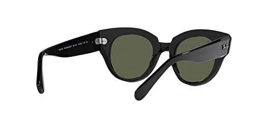 Ray-Ban Women's RB2192 Roundabout Round Sunglasses, Black/Green, 47 mm