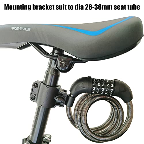 RYANGO Anti-Theft Bike Lock, Combination Lock, 12mm PVC Steel Cable, Black, Keyless, Resettable