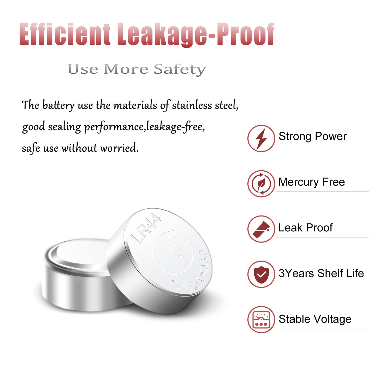 LR44 Batteries AG13 357 high Capacity 1.5V Button Coin Cell 10 Count Battery (40 pack)