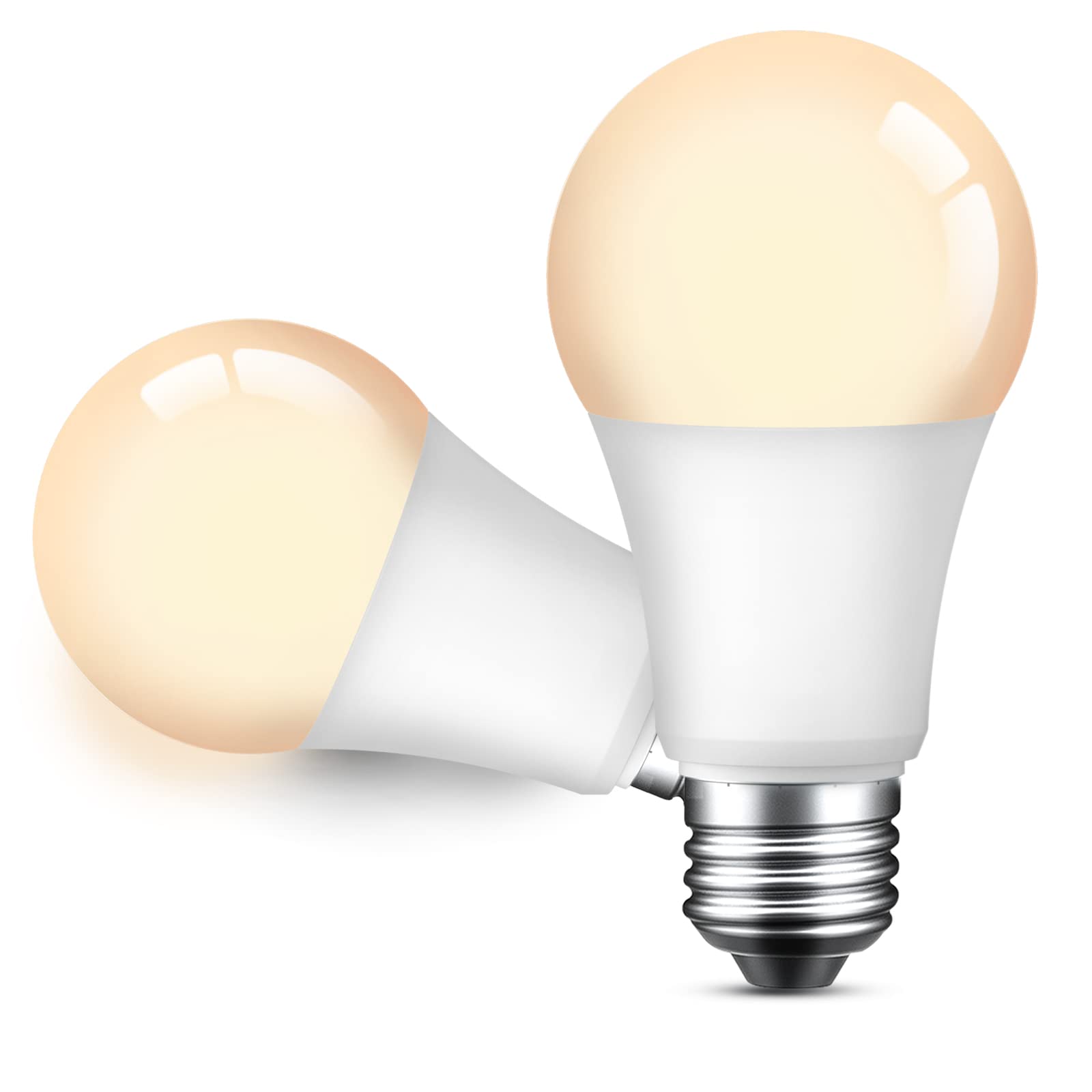 OHMAXX Smart LED Light Bulb, A19 E26 Warm White 2700K Light Bulbs Compatible with Alexa & Google Home, App Control, Dimmable 800 Lumens, 75W Equivalent, No Hub Required, 2.4GHz WiFi, 2 Pack