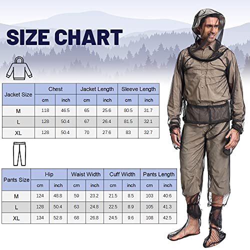 LIXADA Mesh Suit Set with Jacket Hood, Mitts, Socks & Storage Sack - Ultra-fine Net Mesh Clothing for Fishing Hiking Camping
