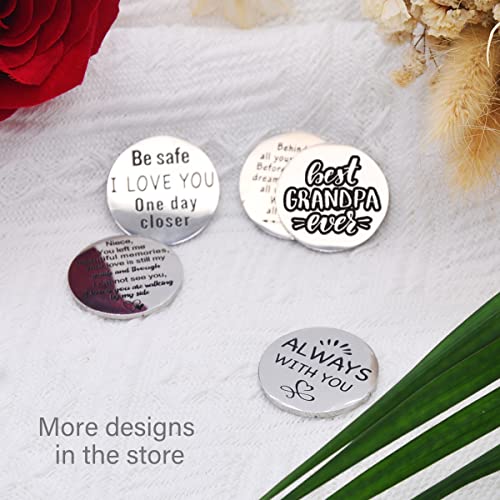 to My Grandpa Pocket Hug Token Gift, Long Distance Relationship Keepsake Stainless Steel Double Sided,Pocket Hug Token Gift for Grandpa from Grandchild - Best Grandpa Ever