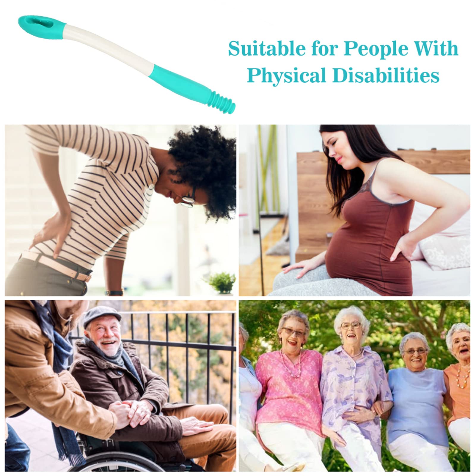 Toilet Aids Tools For Wiping, Long Reach Comfort Wipe, Long Handle Reach Comfort Bottom Wiper Holder Butt Wipes Tissue Grip Self Wipe Aid Helper For Limited Mobility Disabled Arthritis Shoulder