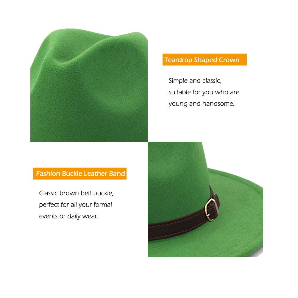 Lisianthus Men & Women Fedora Hat - Belt Buckle Wide Brim Panama Hat Black 58-60cm