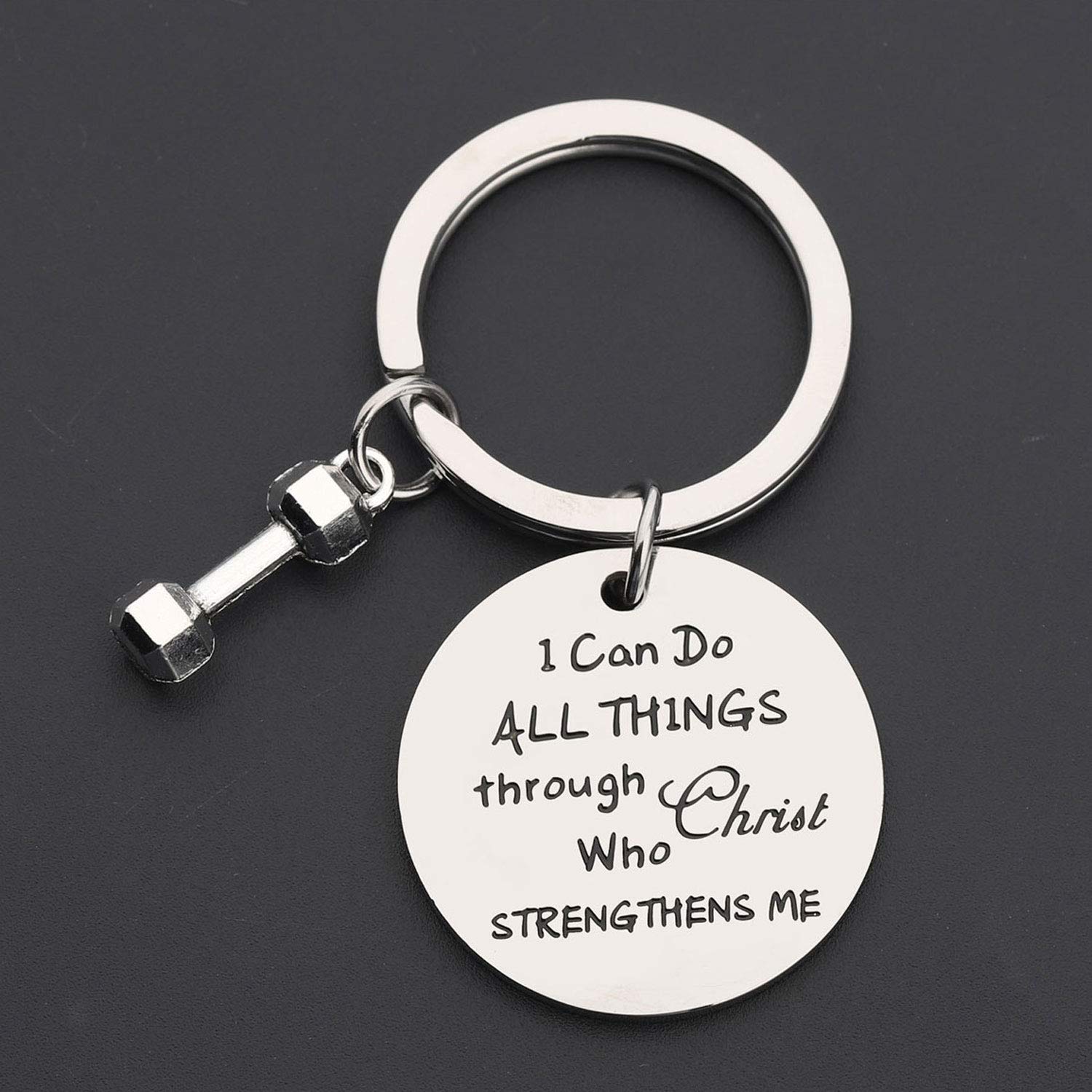 LQRI Workout Keychain Fitness Gift I Can Do All Things Through Christ Who Strengthens Me Bodybuilder Gift Trainer Gift