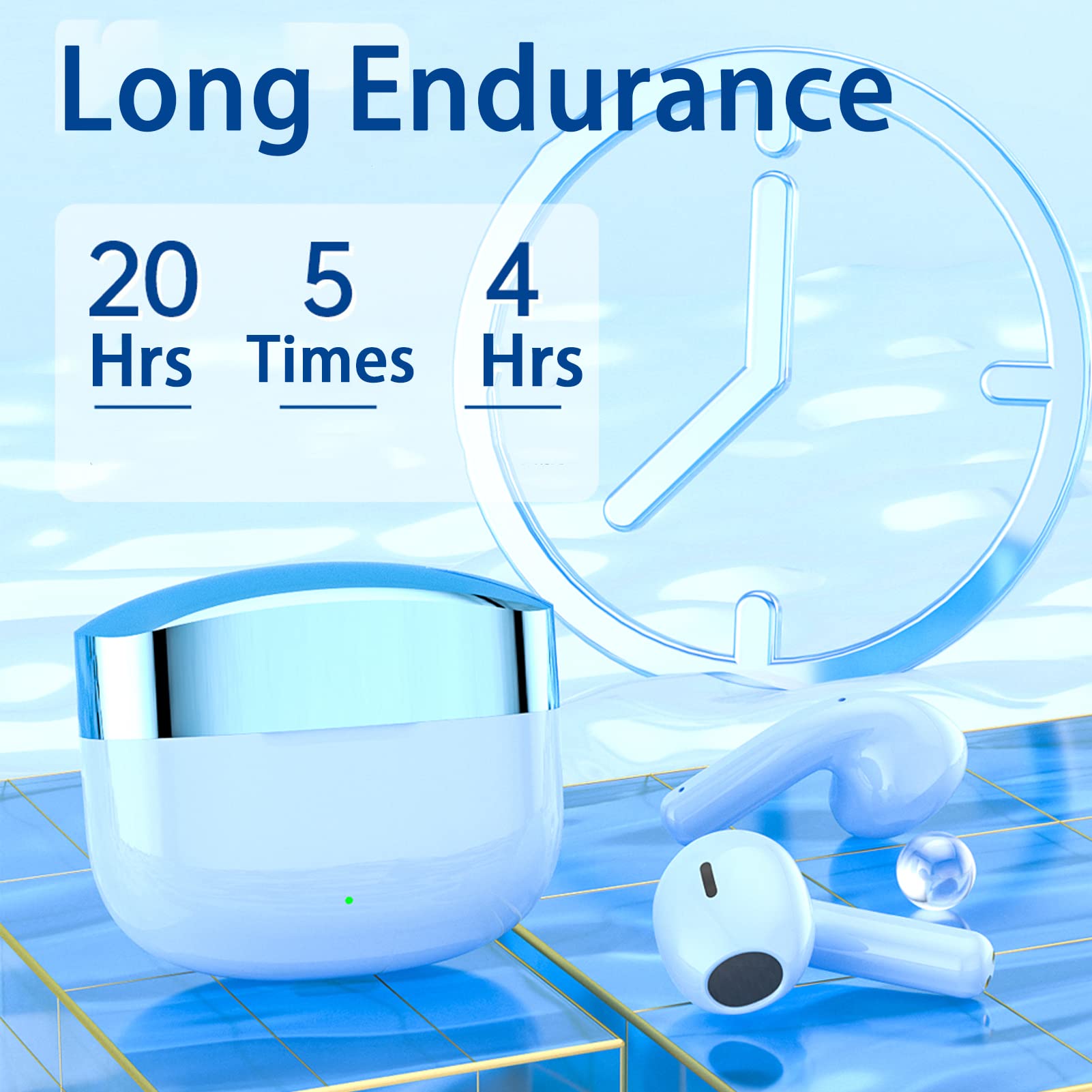 Xmenha Wireless Earbuds Touch Control Long Endurance Headphones Waterproof Small Invisible Bluetooth Headphone Earpiece Noise Reduction Headset Sports Bluetooth 5.1 Earphones for iPhone/Android