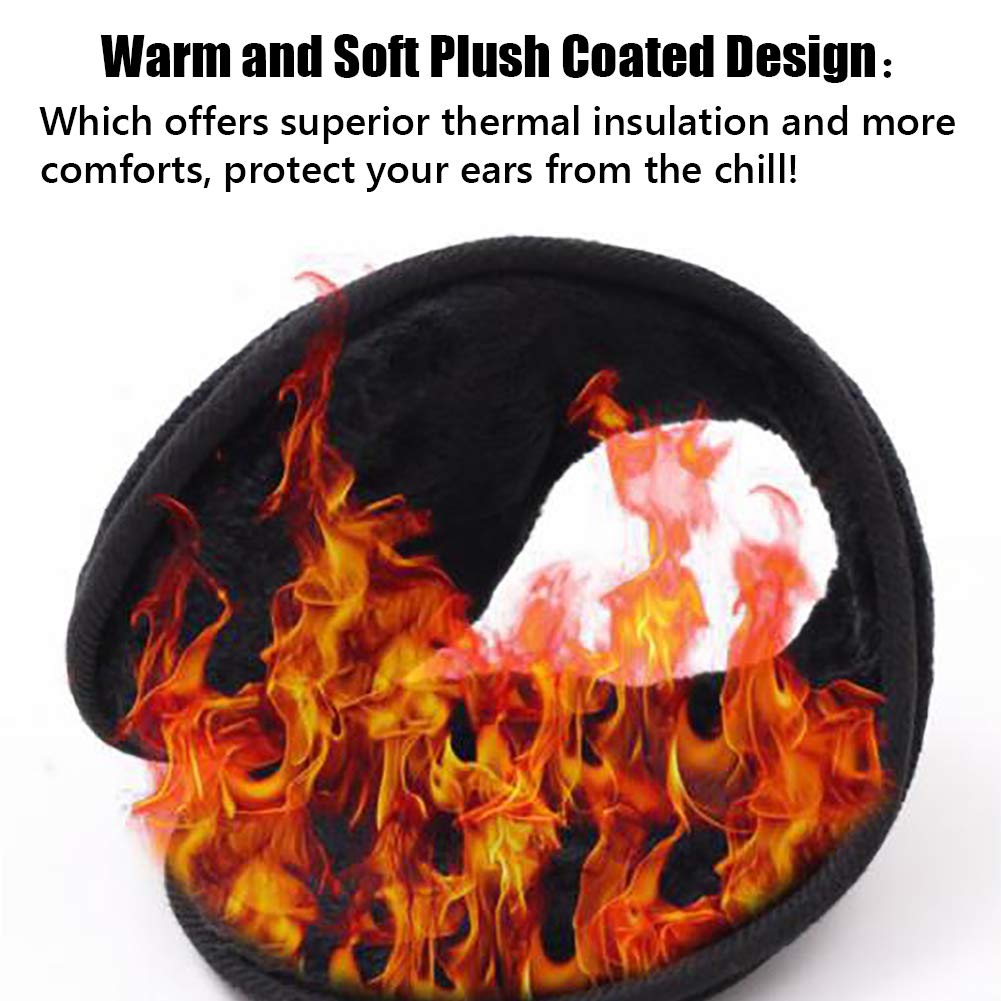 LISM Ear Muffs Winter Women,Upgraded Big Ear Muffs for Winter Men - Plush Ear Warmer Behind head for Outdoor,Black,Large